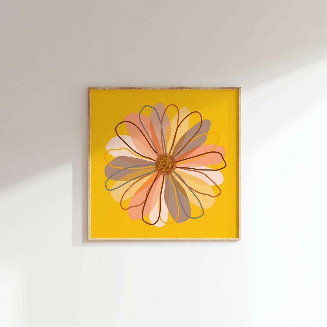 Boho Yellow Daisy Print: Earthy Floral Wall Art (digital Download) - Etsy
