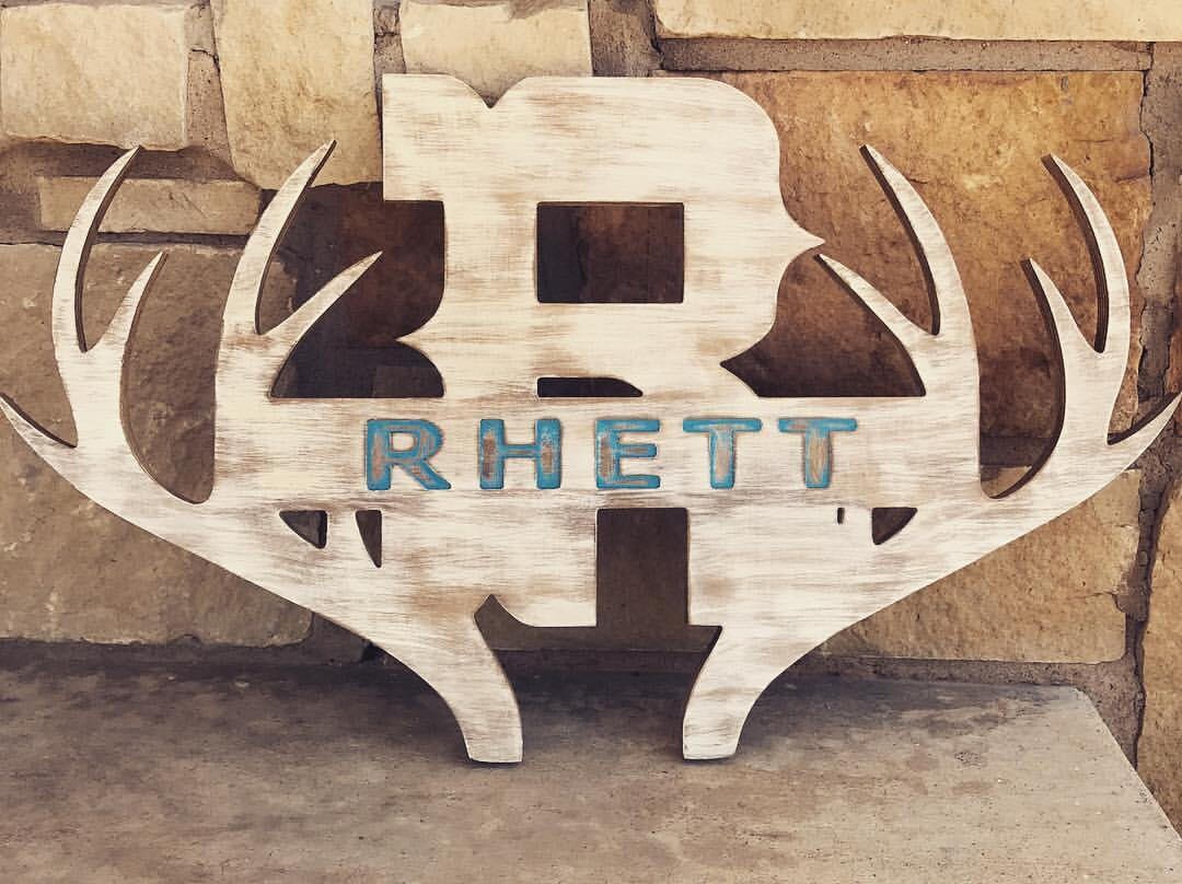 RHETT - Rustic Antler Name Sign - Etsy