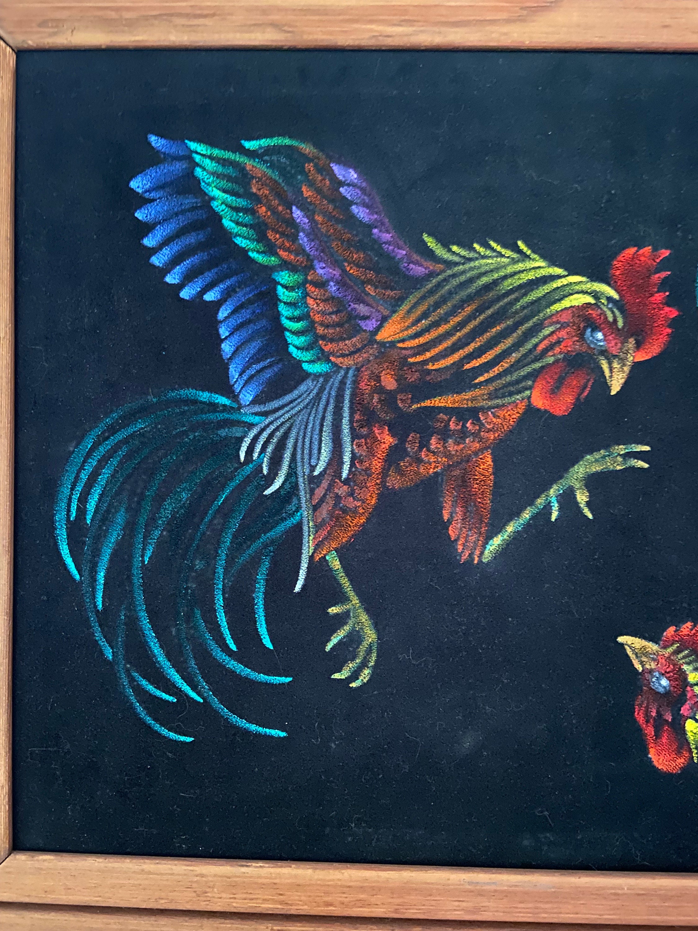 Rooster Fight Velvet Painting - Etsy