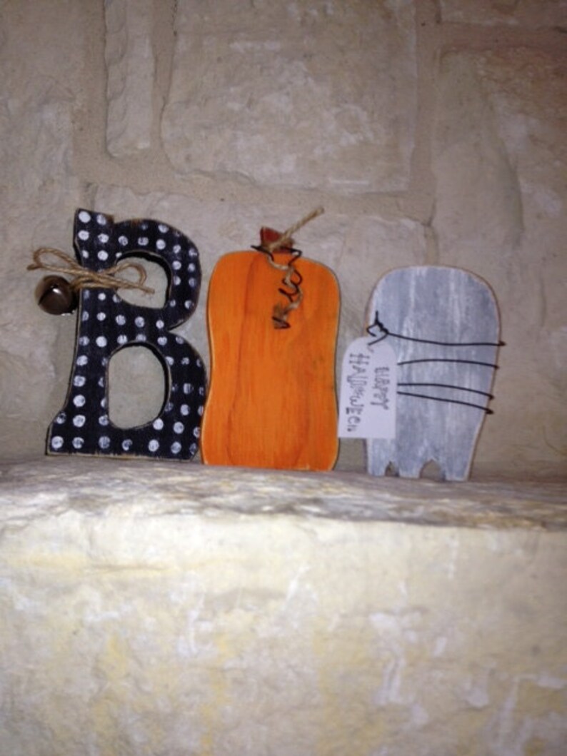 Primitive boo Decoration for Halloween, Fall, Table, Mantle, Desk, Home ...