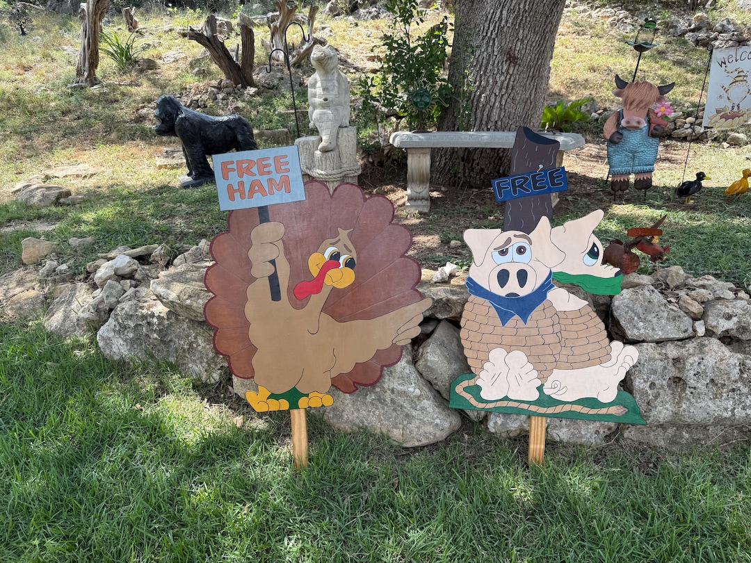 Hand Painted Turkey & Pig Thanksgiving Yard Decoration - Etsy