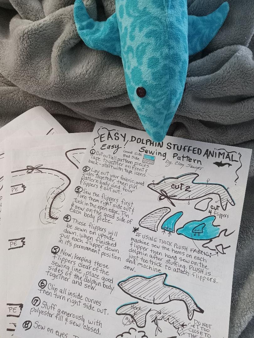 Easy Easy Dolphin Stuffed Animal Sewing Pattern - Etsy