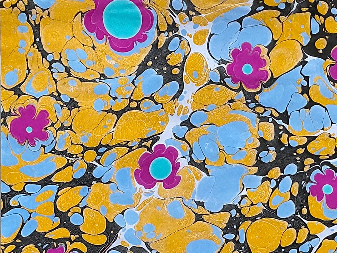 Marbled Paper Sheet #592 -flowers - Etsy