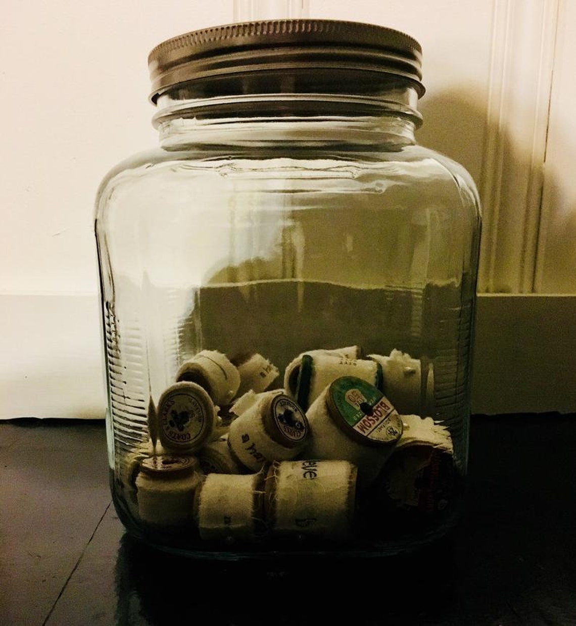 Hand stamped muslin ribbon | Etsy