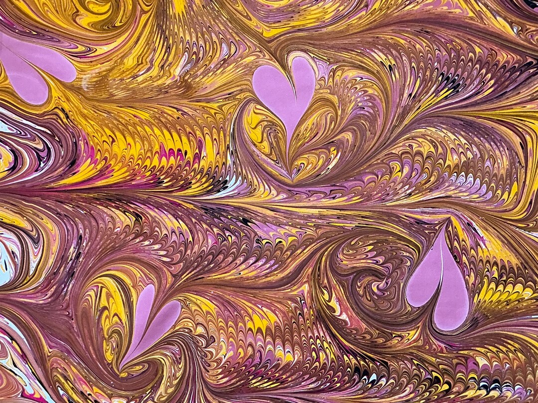 Marbled Paper Sheet #541 Hearts - Etsy