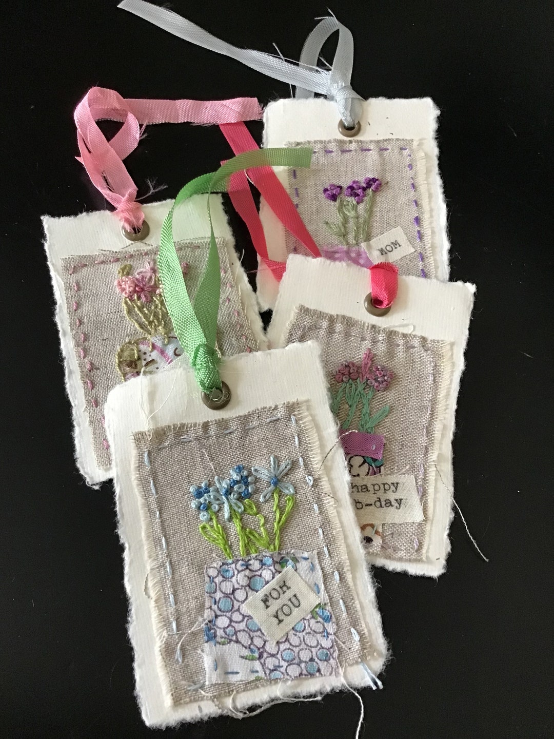 Embroidery Kit -embroidery Stitched Tags - Etsy