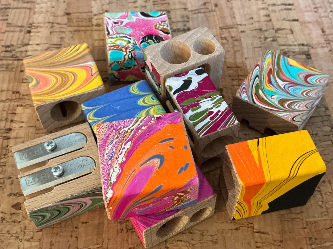 Marbled Paper Covered DOUBLE Art Pencil Sharpener - Etsy