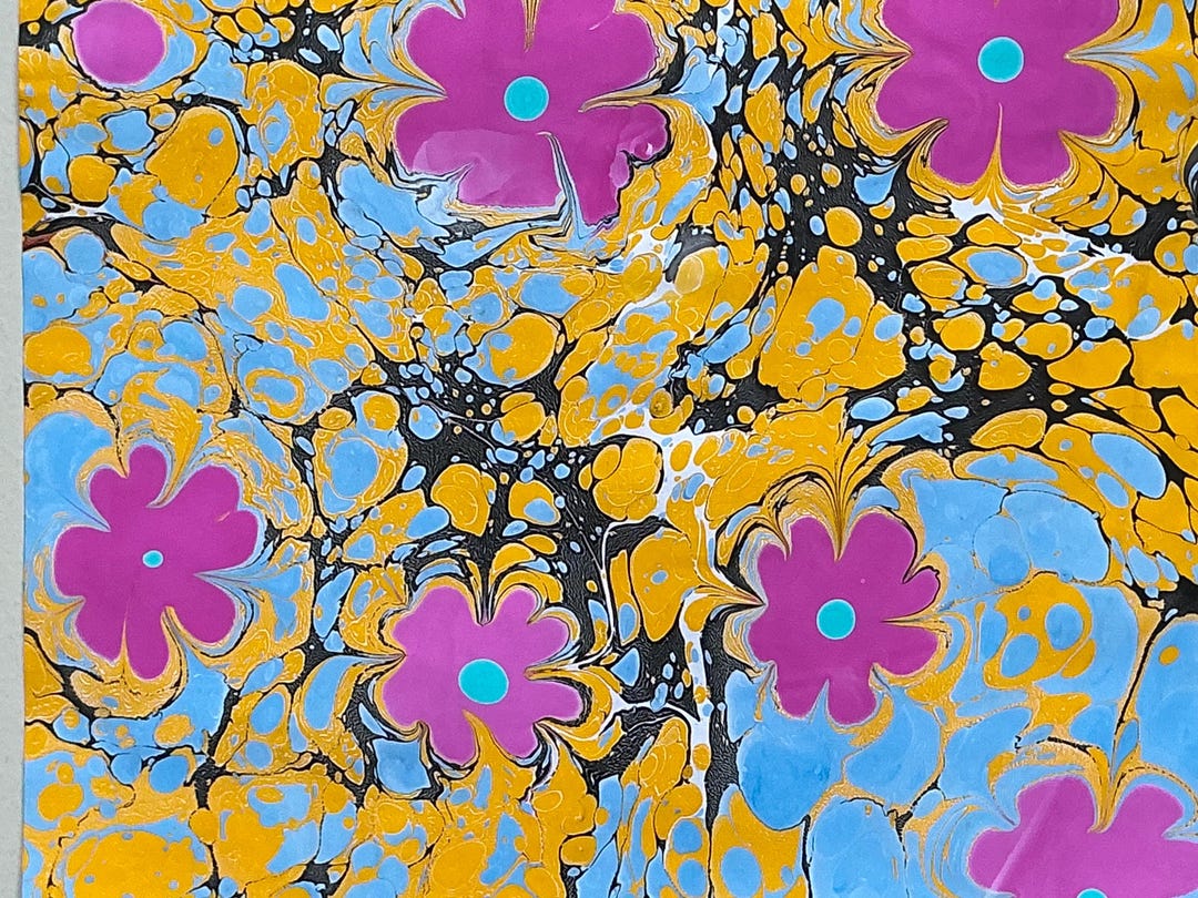 Marbled Paper Sheet #590 -flowers - Etsy