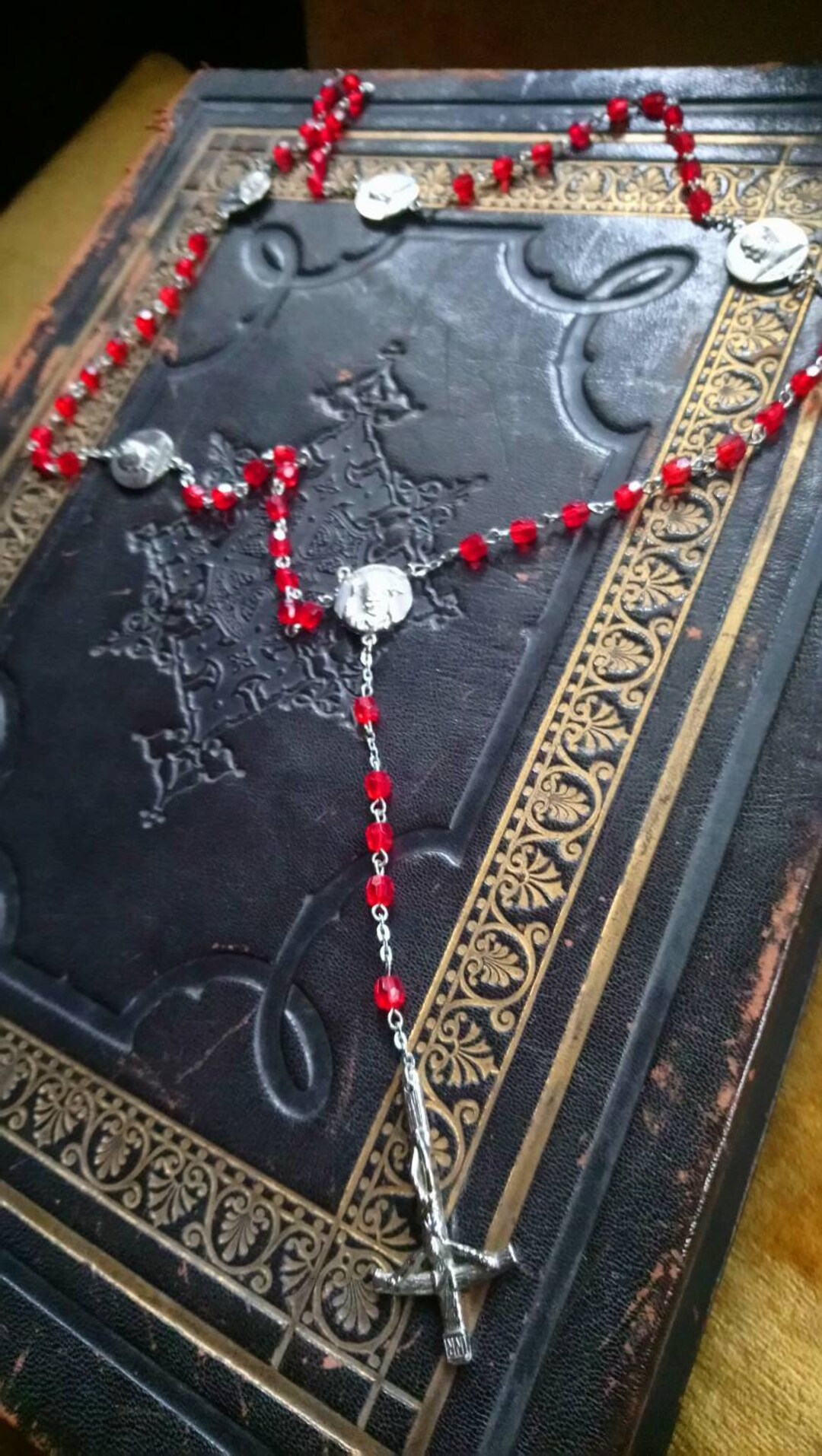 Vintage Ornate Immaculate Conception Pope John Paul Ll Red & Silver ...