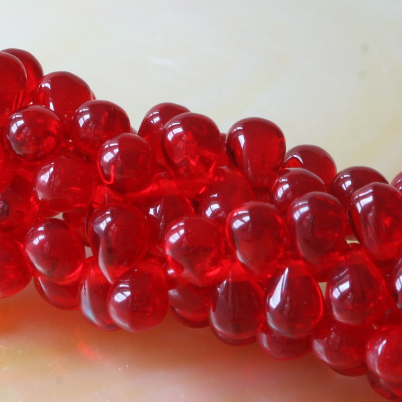 4x6 Red Teardrop Beads Czech Glass Beads Fringe Beads | Etsy