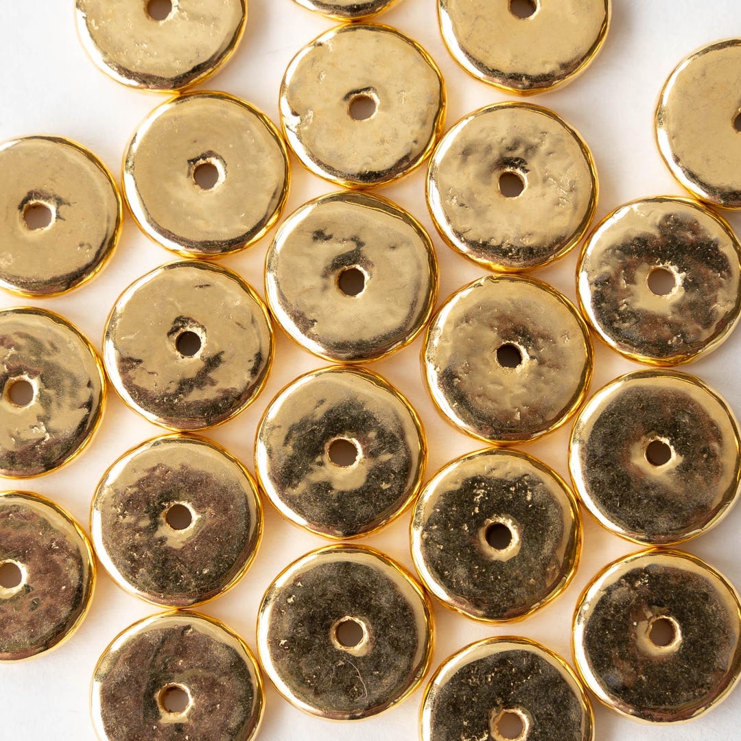 14mm 24K Gold Round Disk Beads - Choose Amount - Etsy