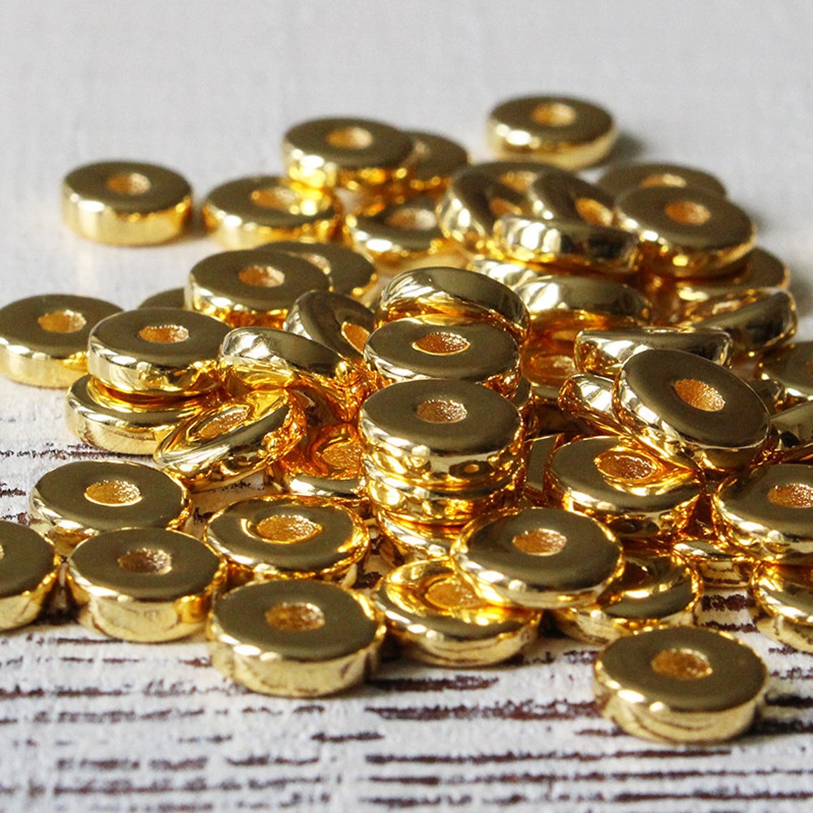 8mm Round Gold Washer Beads 24K Gold Mykonos Ceramic Beads - Etsy