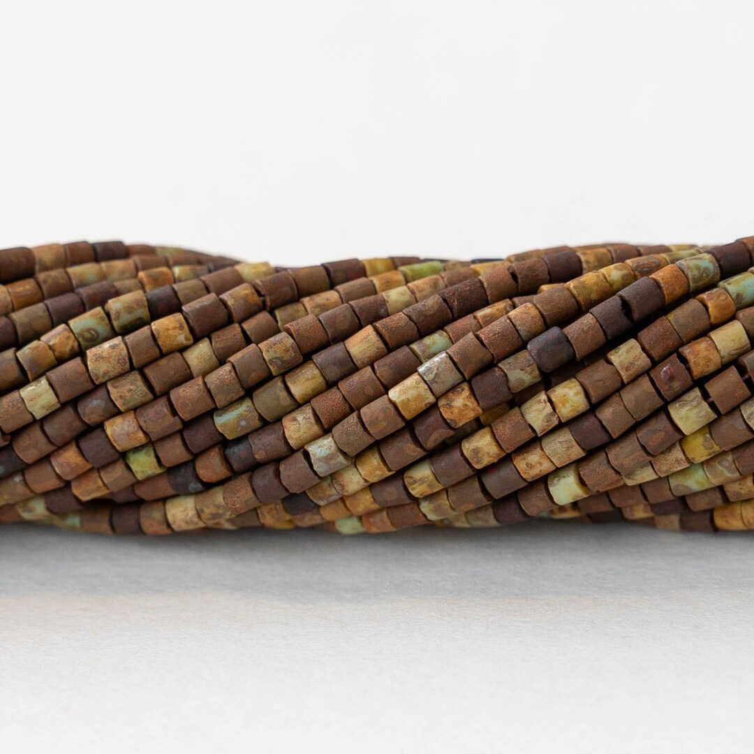 1x 1.5 Tiny Tube Beads - Matte Aged Picasso Beads for Jewelry Making ...