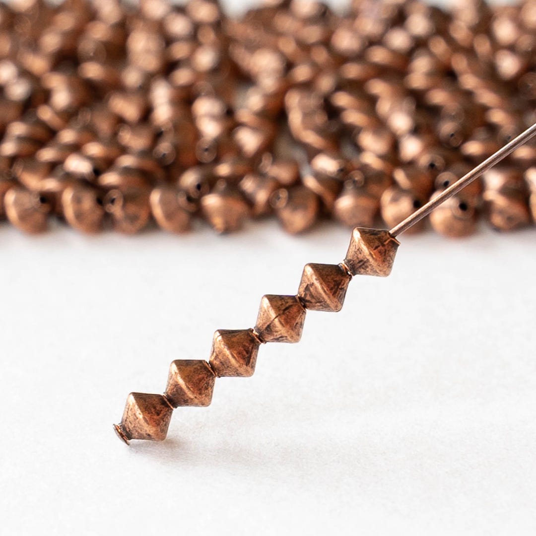 20 - 3mm Metal Bicone Beads - Antiqued Copper - 20 Beads - Etsy
