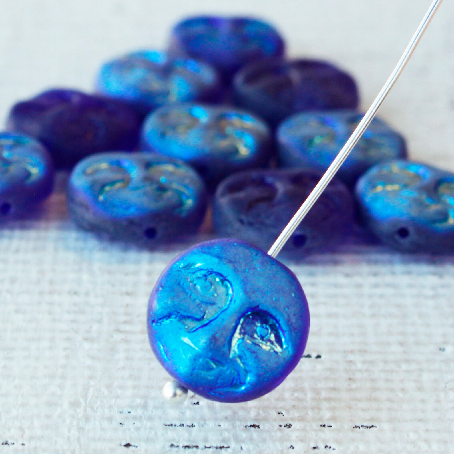 15 13mm Full Moon Beads Moon Face Beads Man In The Moon | Etsy