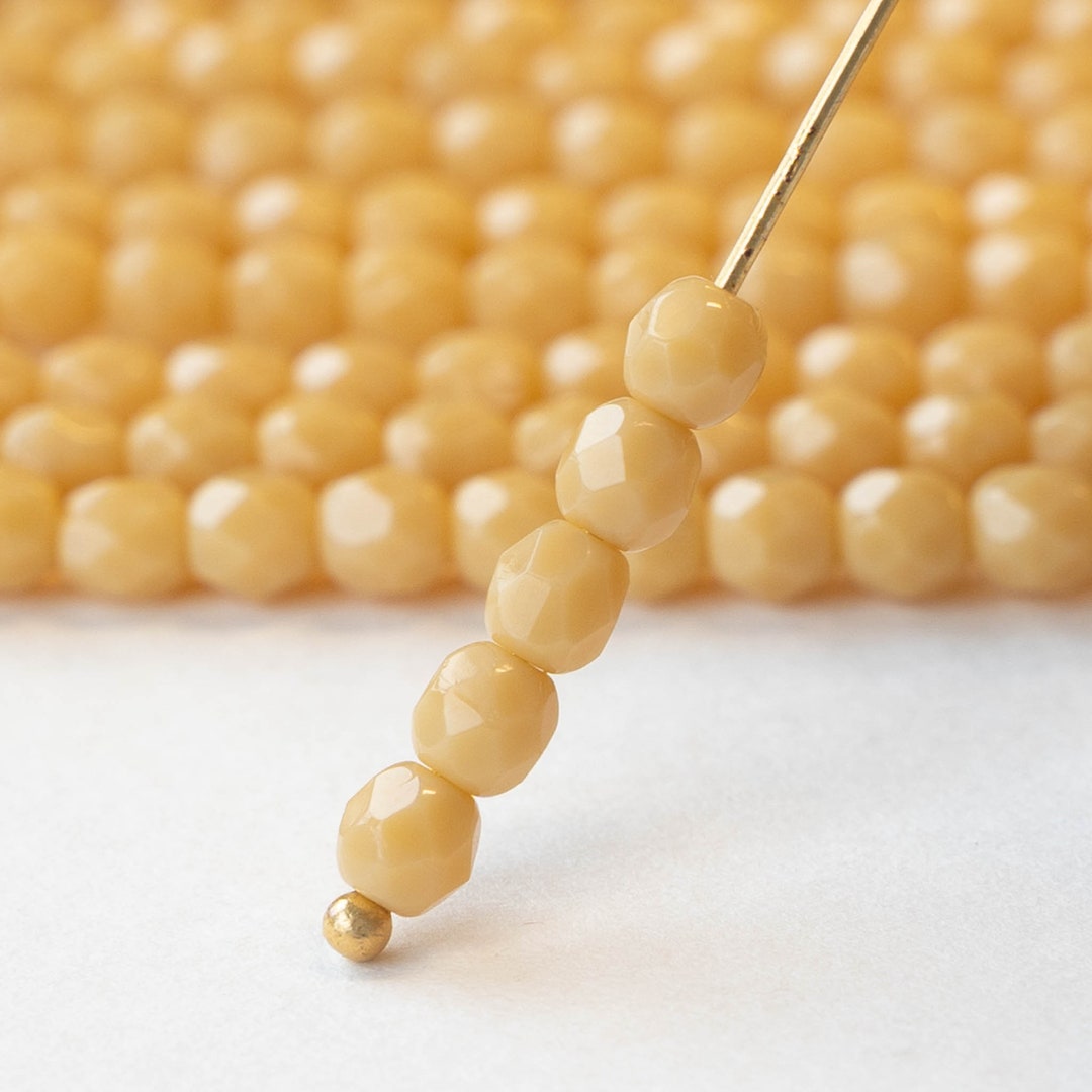 4mm Round Firepolished Glass Beads - Opaque Ivory - 50 Beads - Etsy