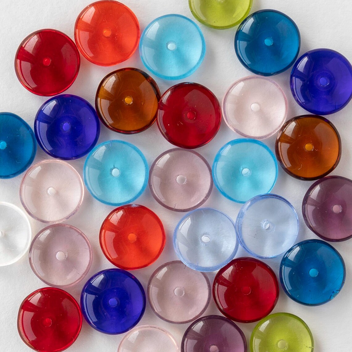 10mm Glass Rondelle Bead - Transparent Mix - 100 Beads - Etsy