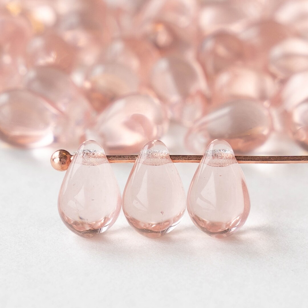 6x9mm Glass Teardrop Beads for Jewelry Making - 9x6mm Pink Rosaline Briolette Beads - 50 - Etsy