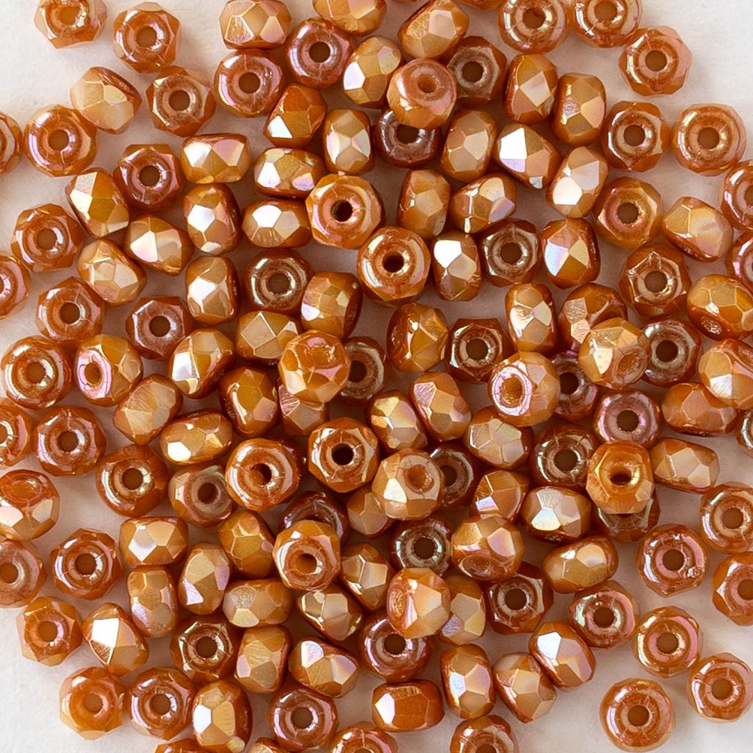 2x3mm Faceted Beads - Czech Glass Beads - Apricot Luster - 50 Beads - Etsy