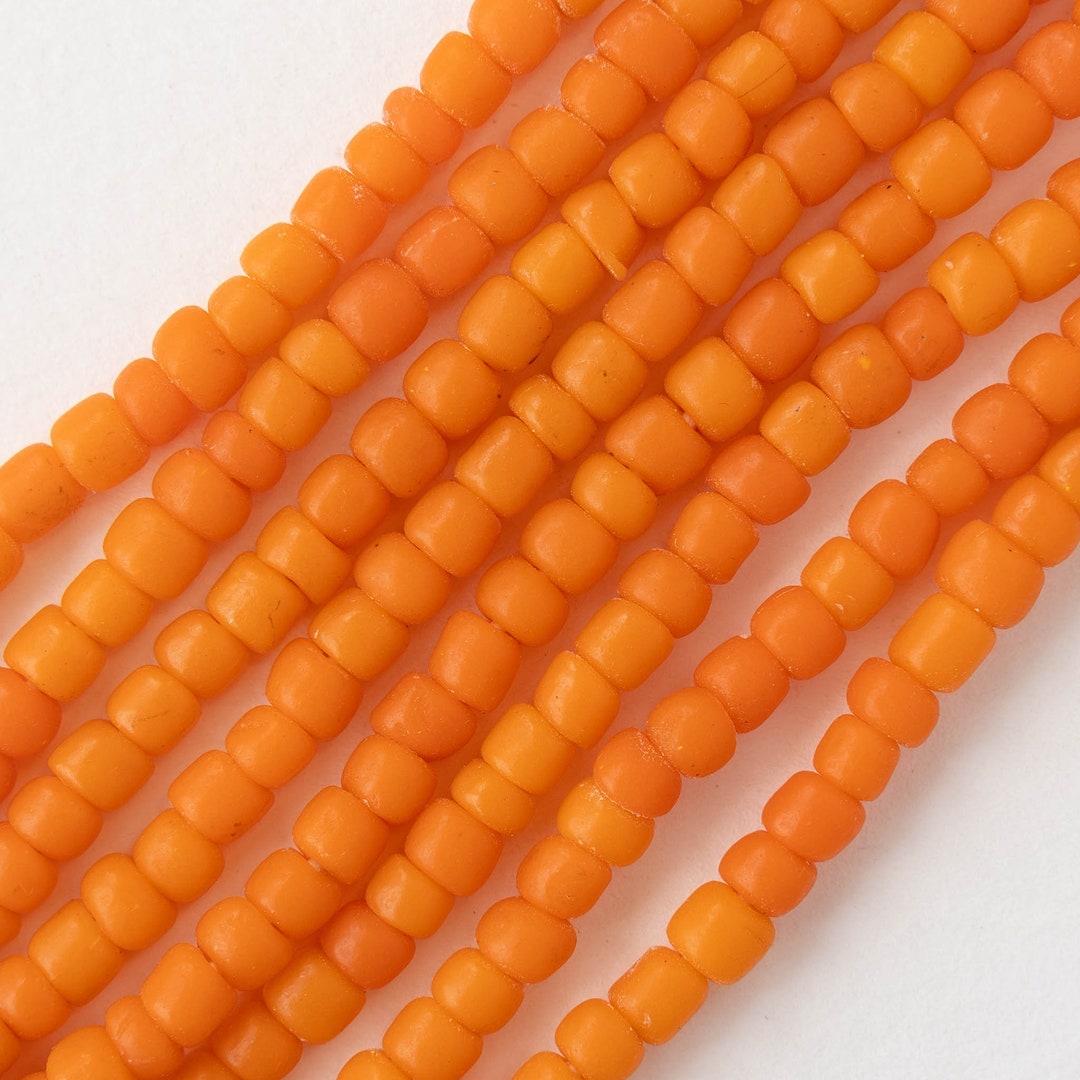 African Trade Beads From Java Opaque Orange Java Beads 10 Inch Strand ...