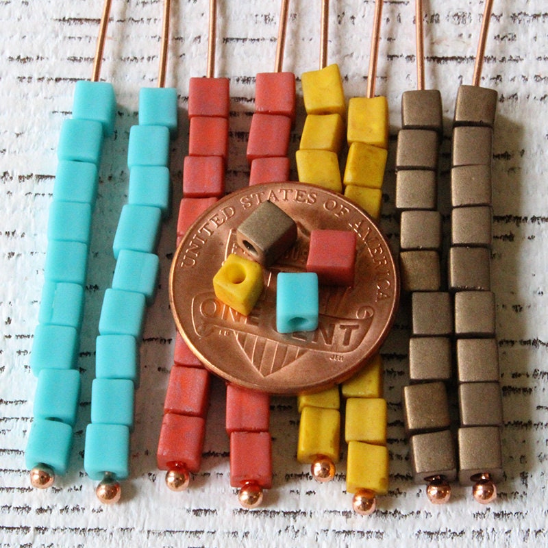 4mm Miyuki Cube Beads for Jewelry Making Opaque Mustard | Etsy
