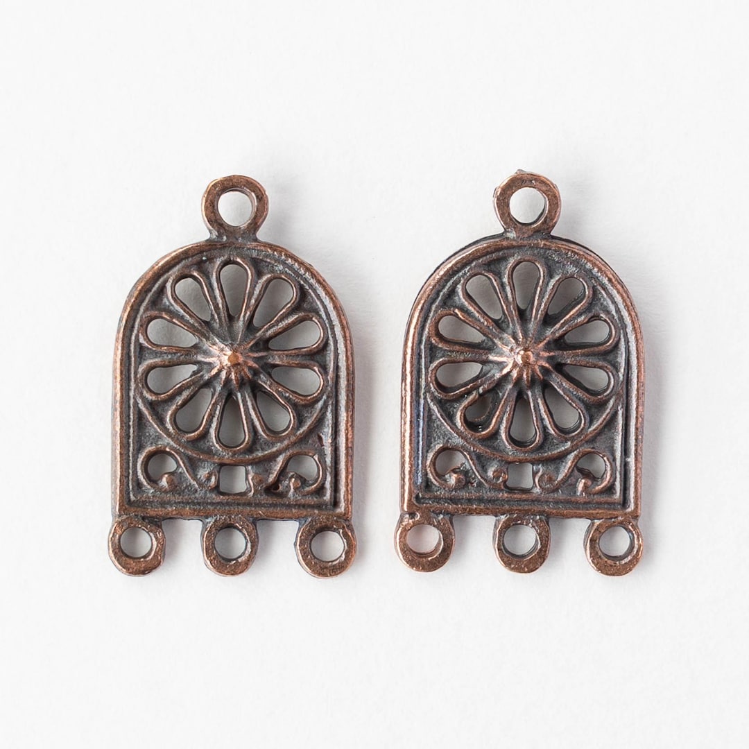 3 Hole Arch Connectors - Antiqued Copper - 4 or 12 Pieces (2 or 6 Pair ...
