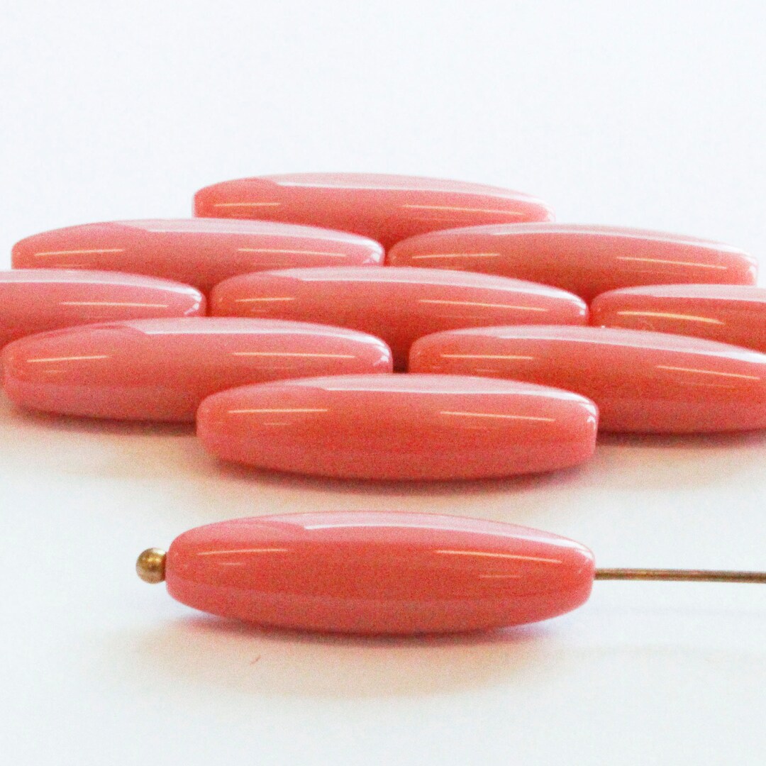 17mm Smooth Oval Rice Beads for Jewelry Making - Opaque Dusty Rose - 10 ...