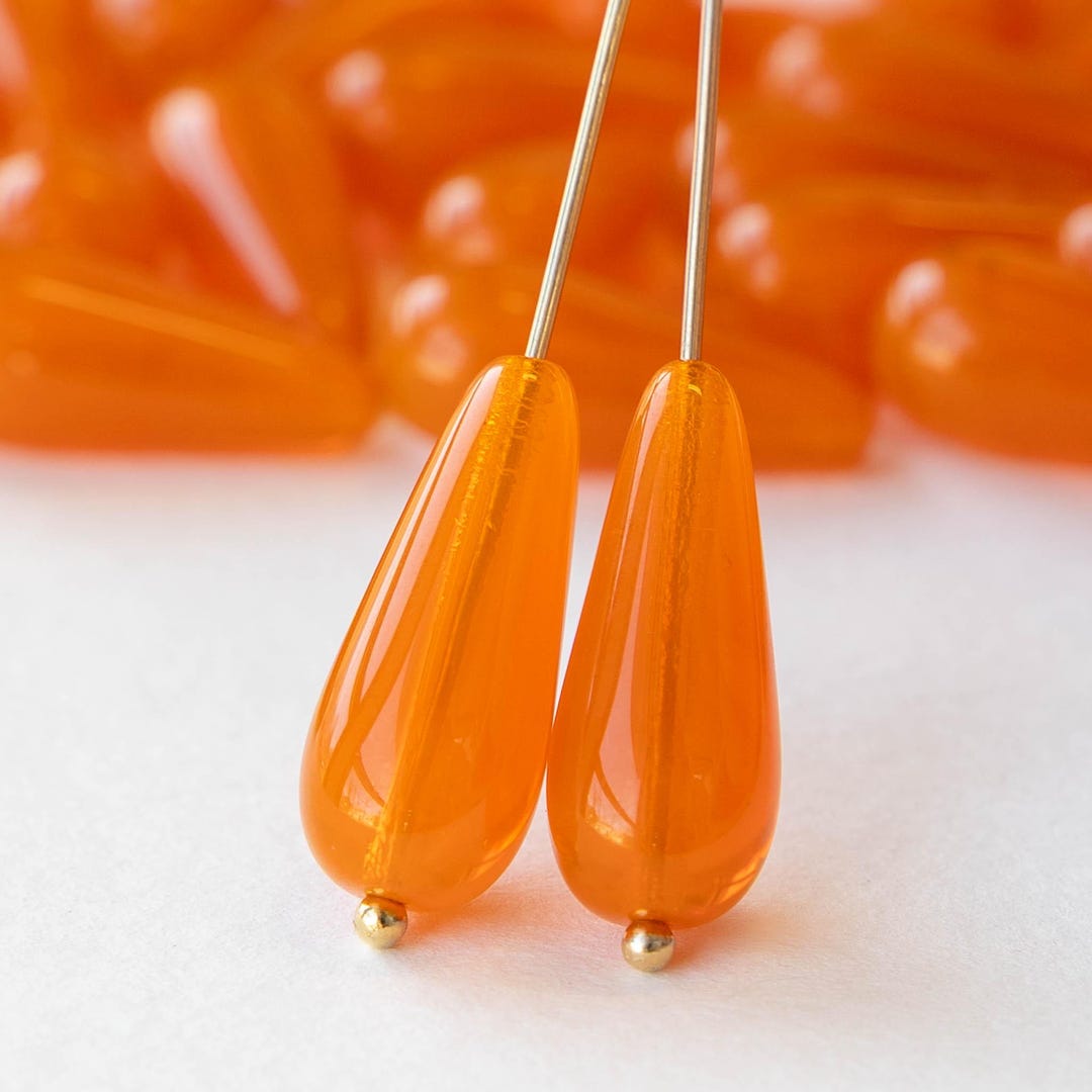 20 - 9x20mm Long Drilled Glass Teardrop Beads - Czech Glass Beads ...
