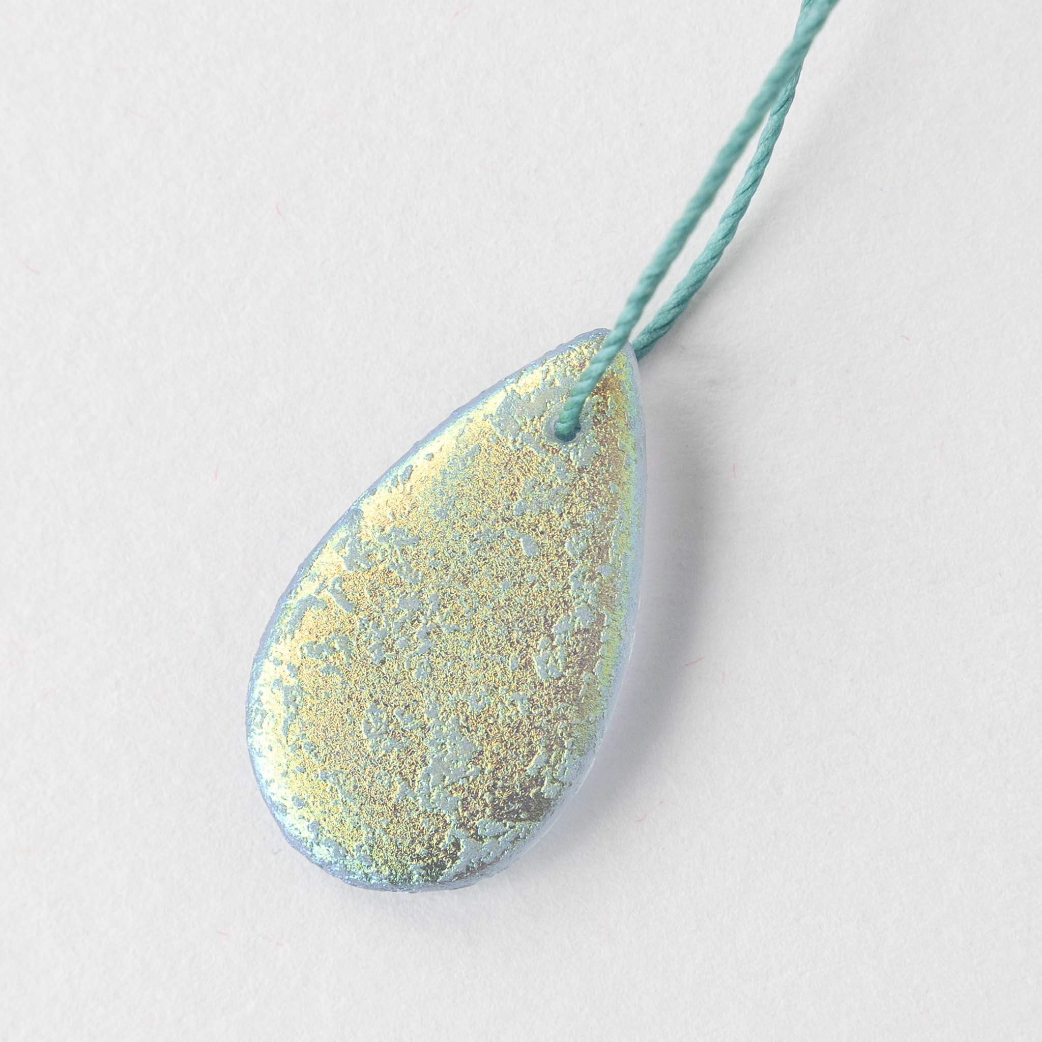 10 - 30x18mm Large Flat Teardrop Beads - Etched Lt. Blue AB - 10 Counts ...