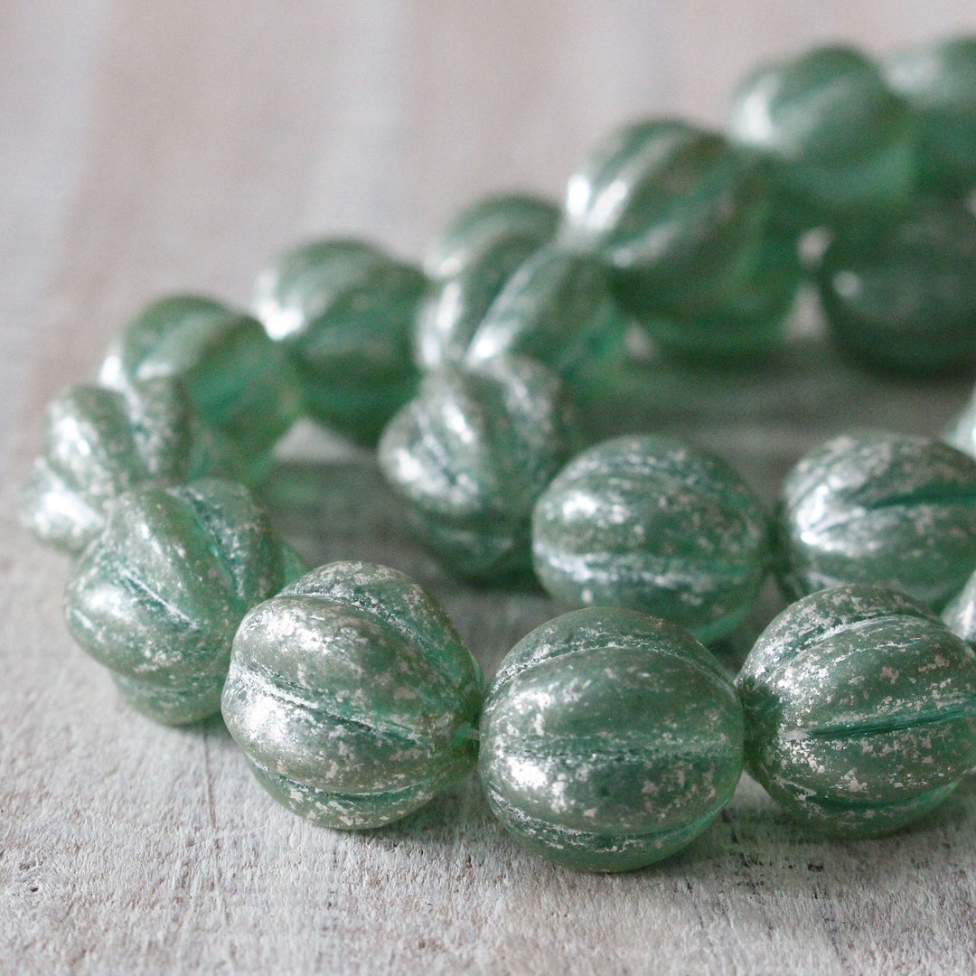 10mm, 12mm Large Melon Beads Czech Glass Melon Bead Fluted Bead 12mm ...