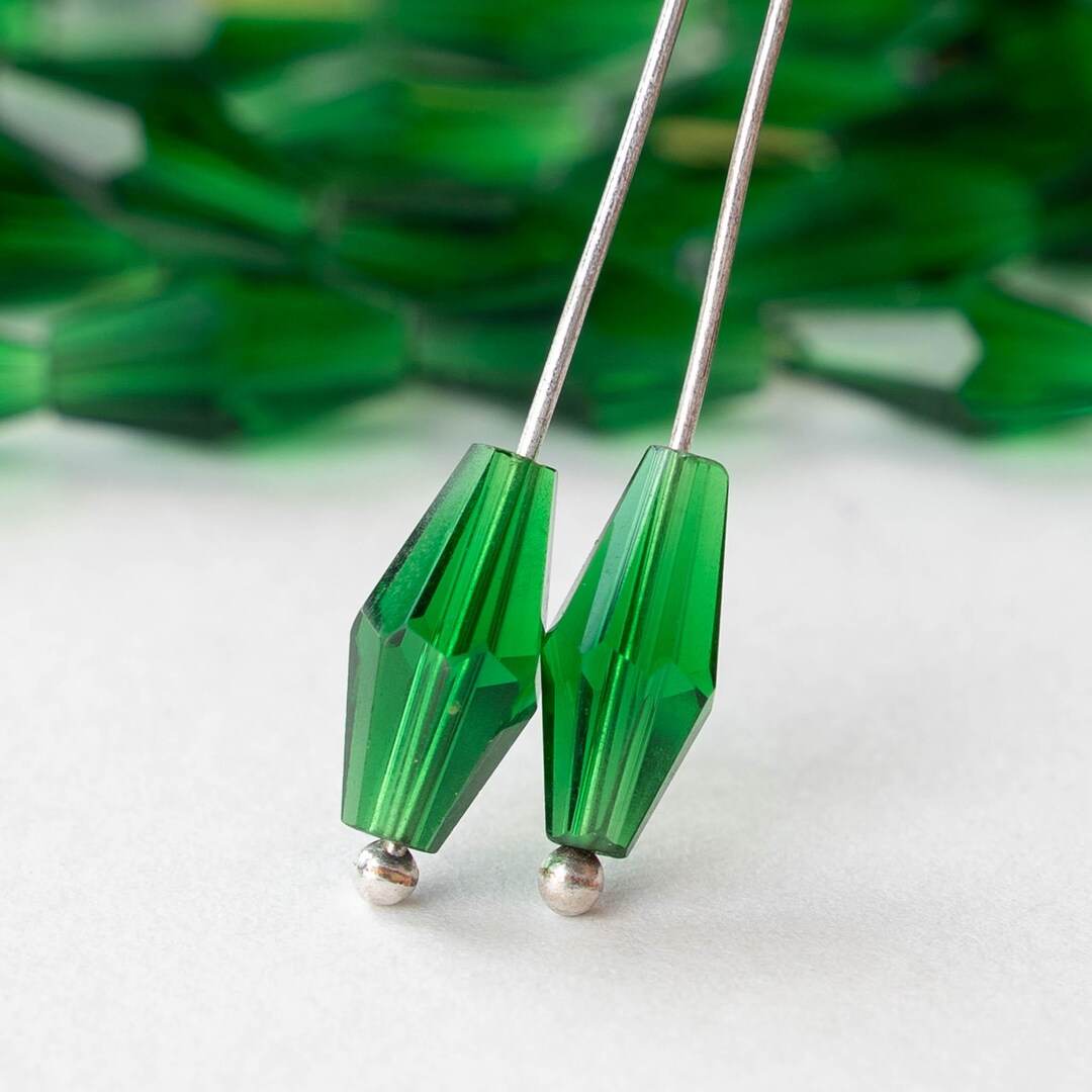 6x12mm Hand Cut Glass Long Bi-cone Beads - Czech Glass Beads ...