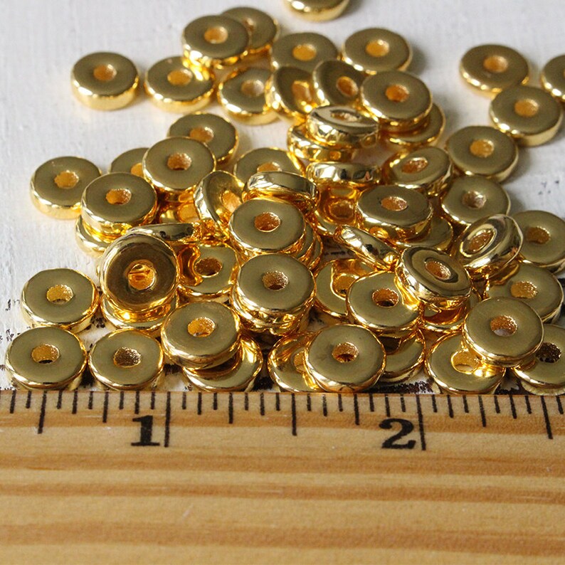 8mm Round Gold Washer Beads 24K Gold Mykonos Ceramic Beads - Etsy