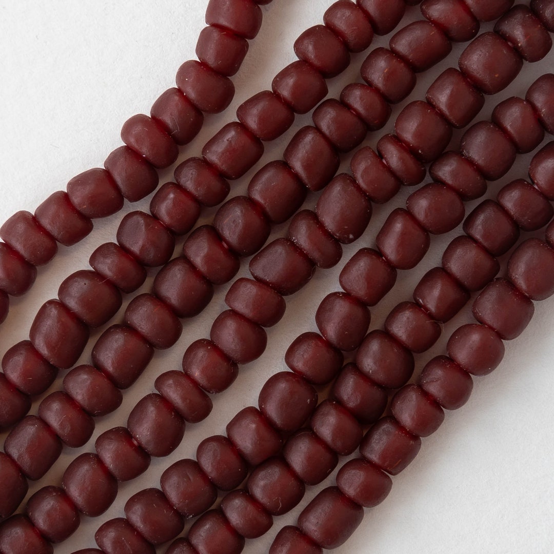 African Trade Beads From Java - Opaque Dark Red Java Beads - 10 Inch ...