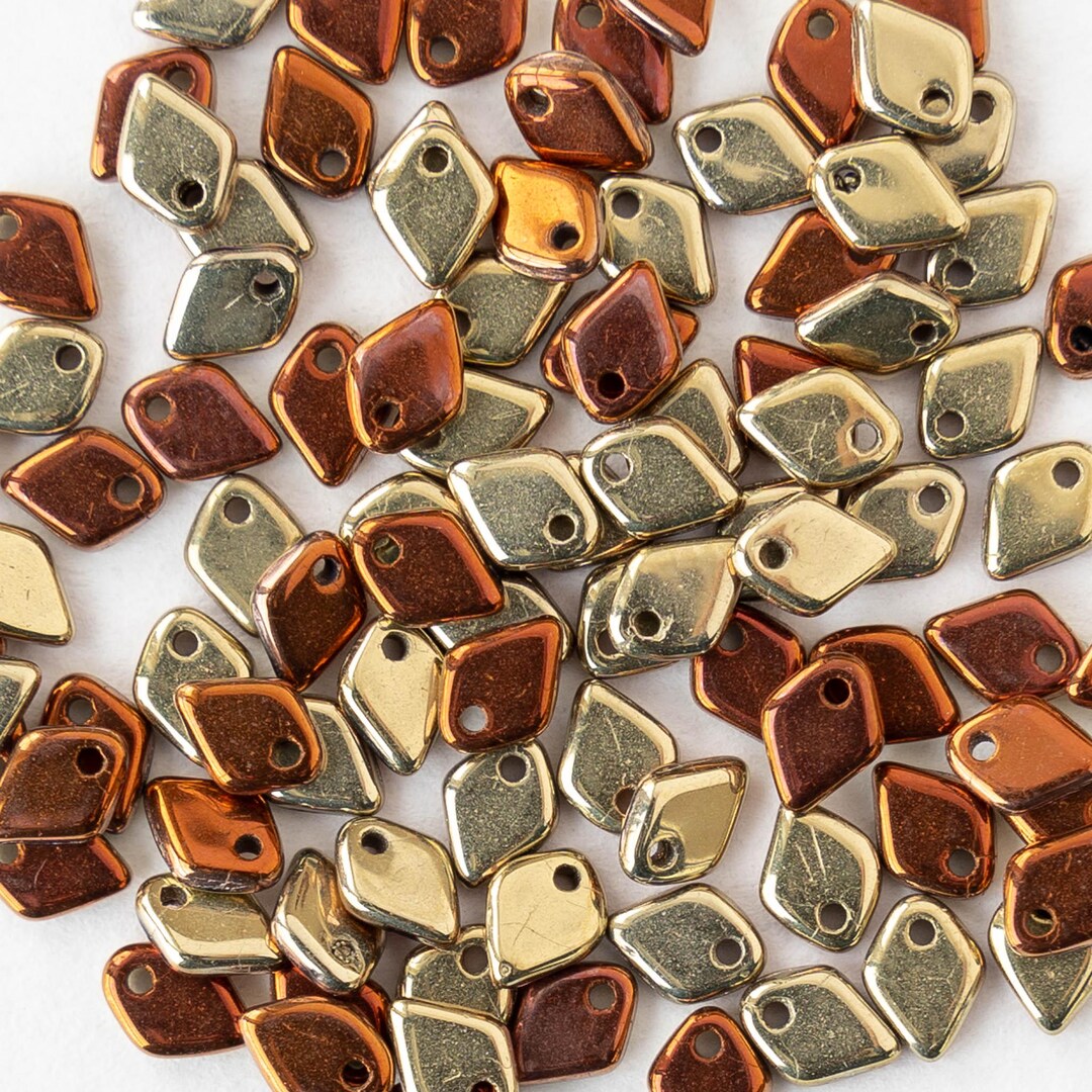 5mm Glass Dragon Scale Beads - Czech Glass Beads - Jet California Gold ...