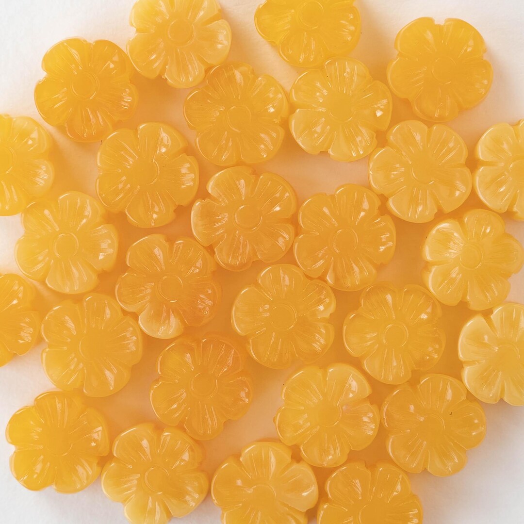 11mm Resin Daisy Flower Beads - Yellow - 10 Beads - Etsy