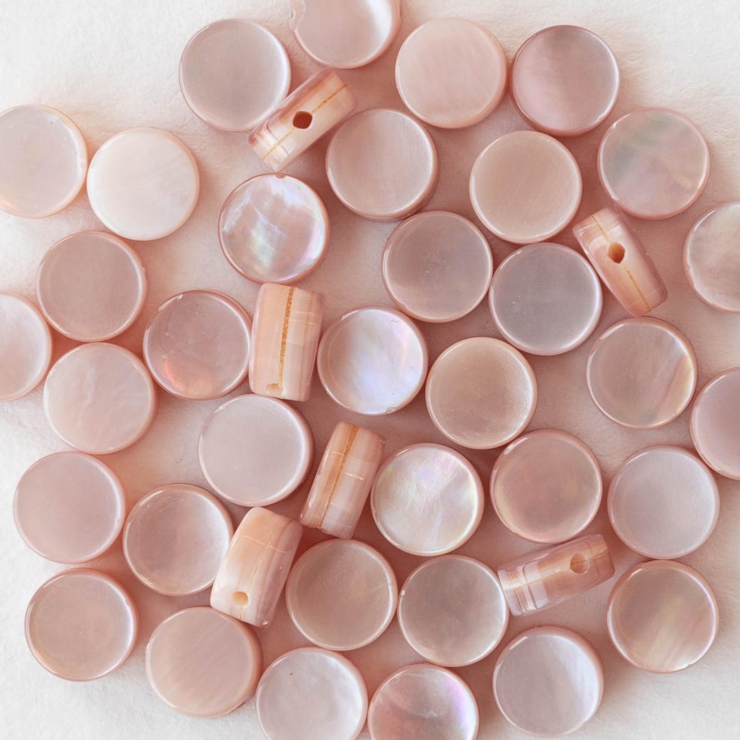 6mm Pink Mother of Pearl Coins - Sea Shell Beads for Jewelry Making ...