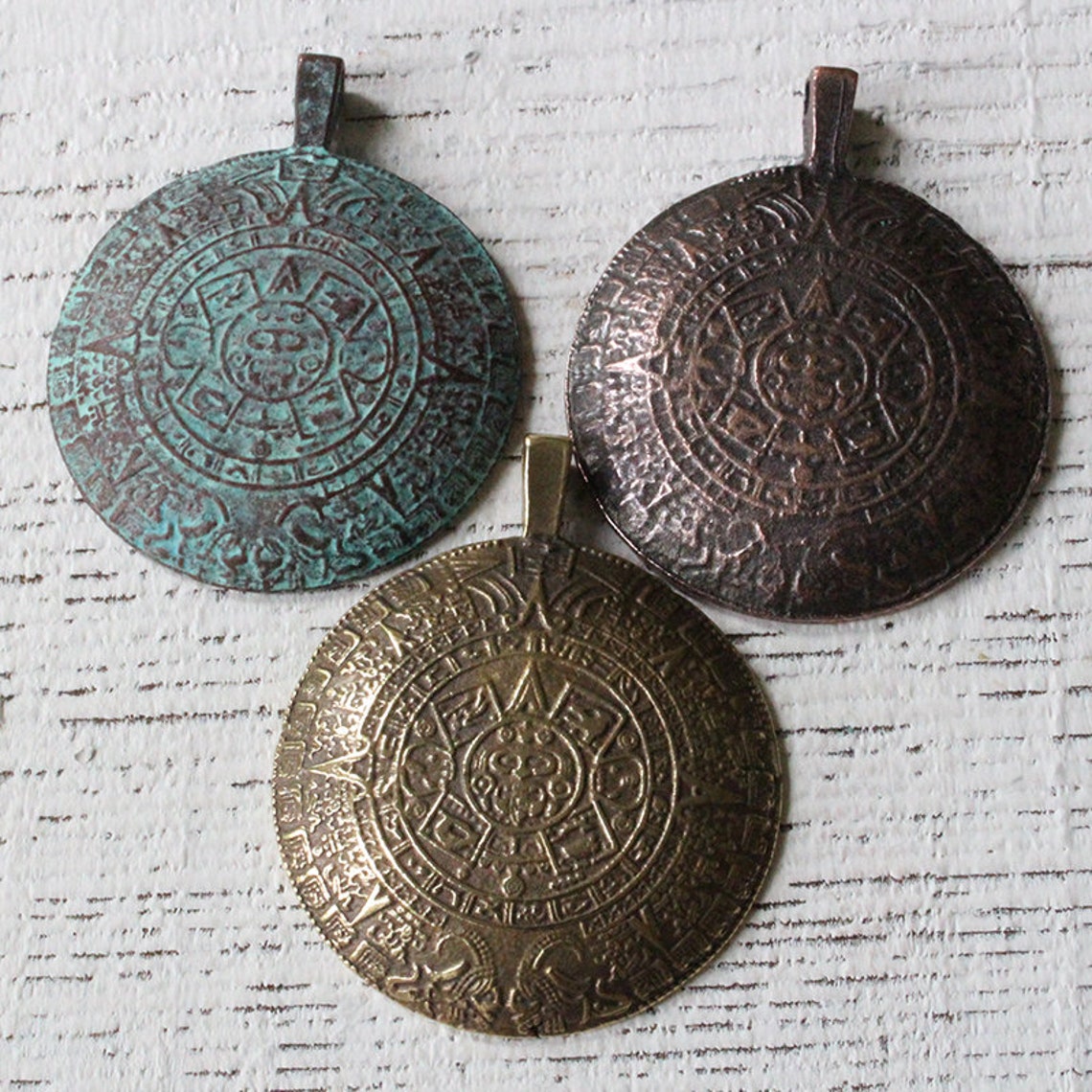 Mykonos Mayan Calendar Pendant Mykonos Green Patina Pendant | Etsy