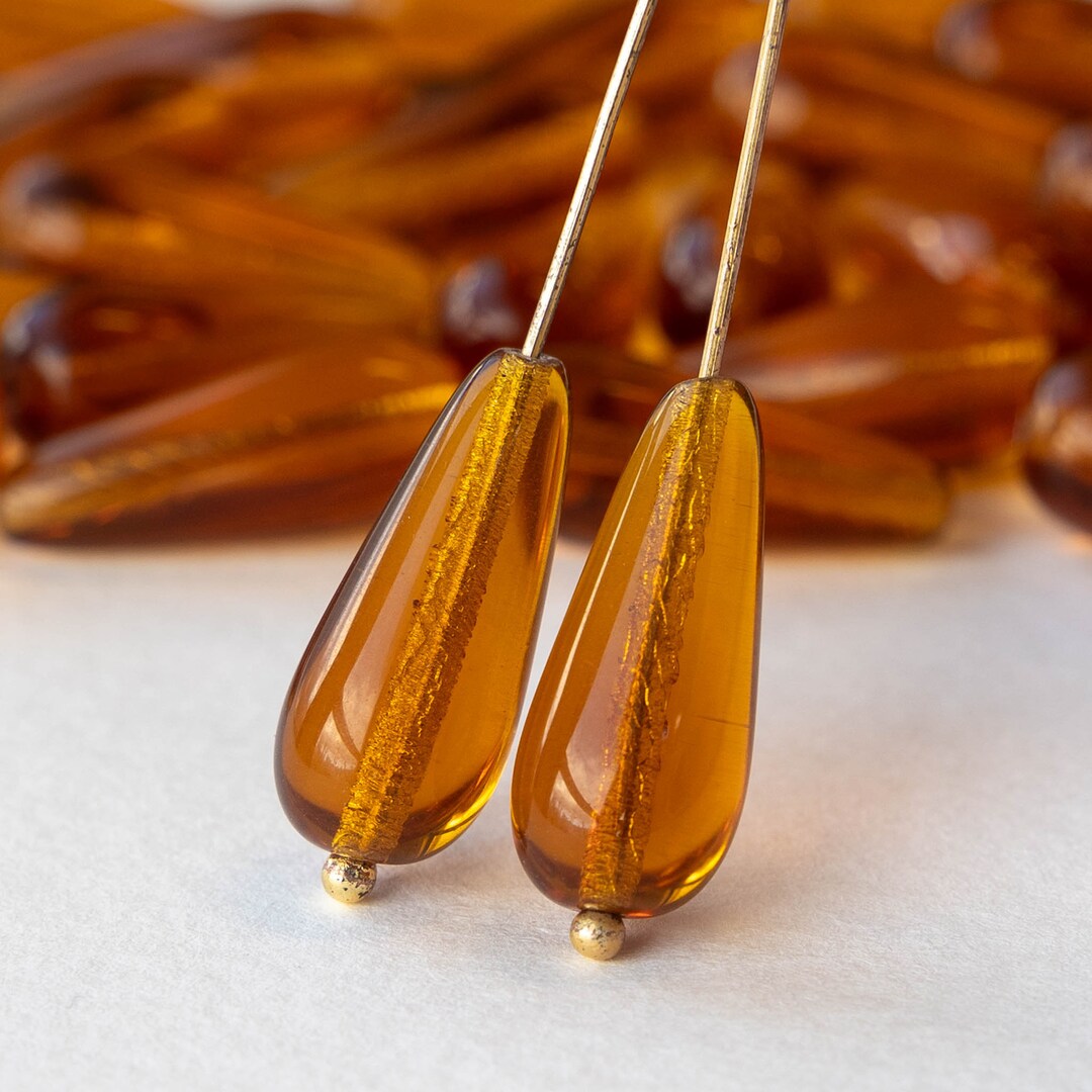 20pcs - 20x9mm Long Drop Beads - Glass Teardrop Beads for Jewelry ...