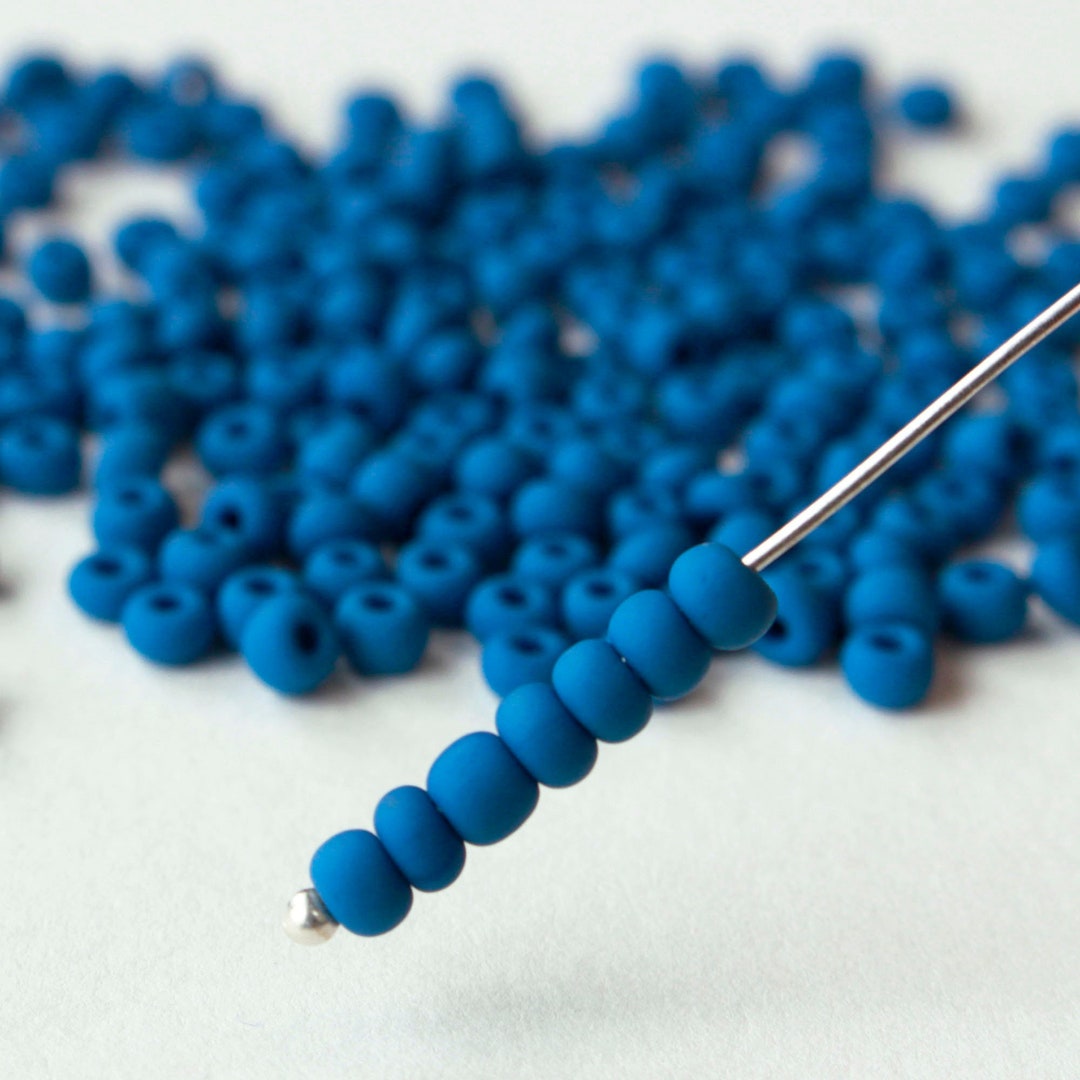 Size 6 Seed Beads - Matte Dark Slate Blue - Czech Glass Beads - Choose ...