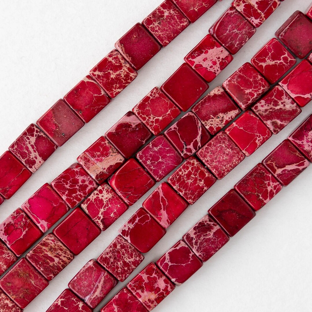 20 - 6mm Impression Jasper Square Tile Beads - Pink - 20 Beads - Etsy