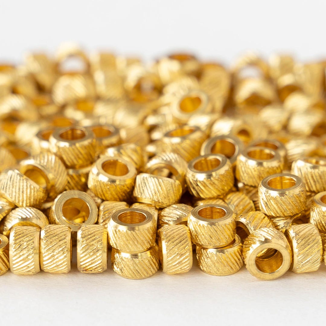 Tube Beads - Gold Plated Brass - Large Hole - 3x5mm - 25 - Etsy