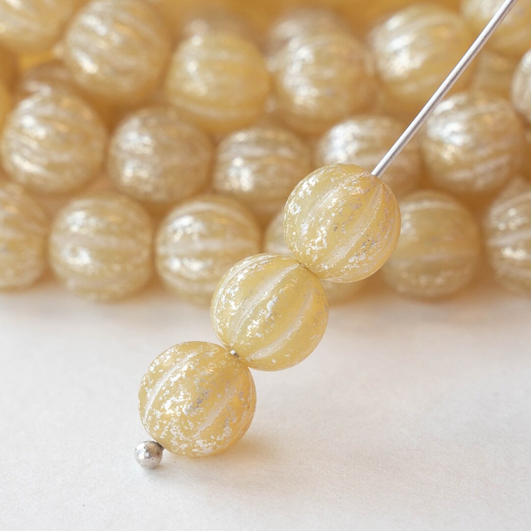 20pcs -8mm Melon Bead - Round Fluted Beads - Czech Glass Beads for ...