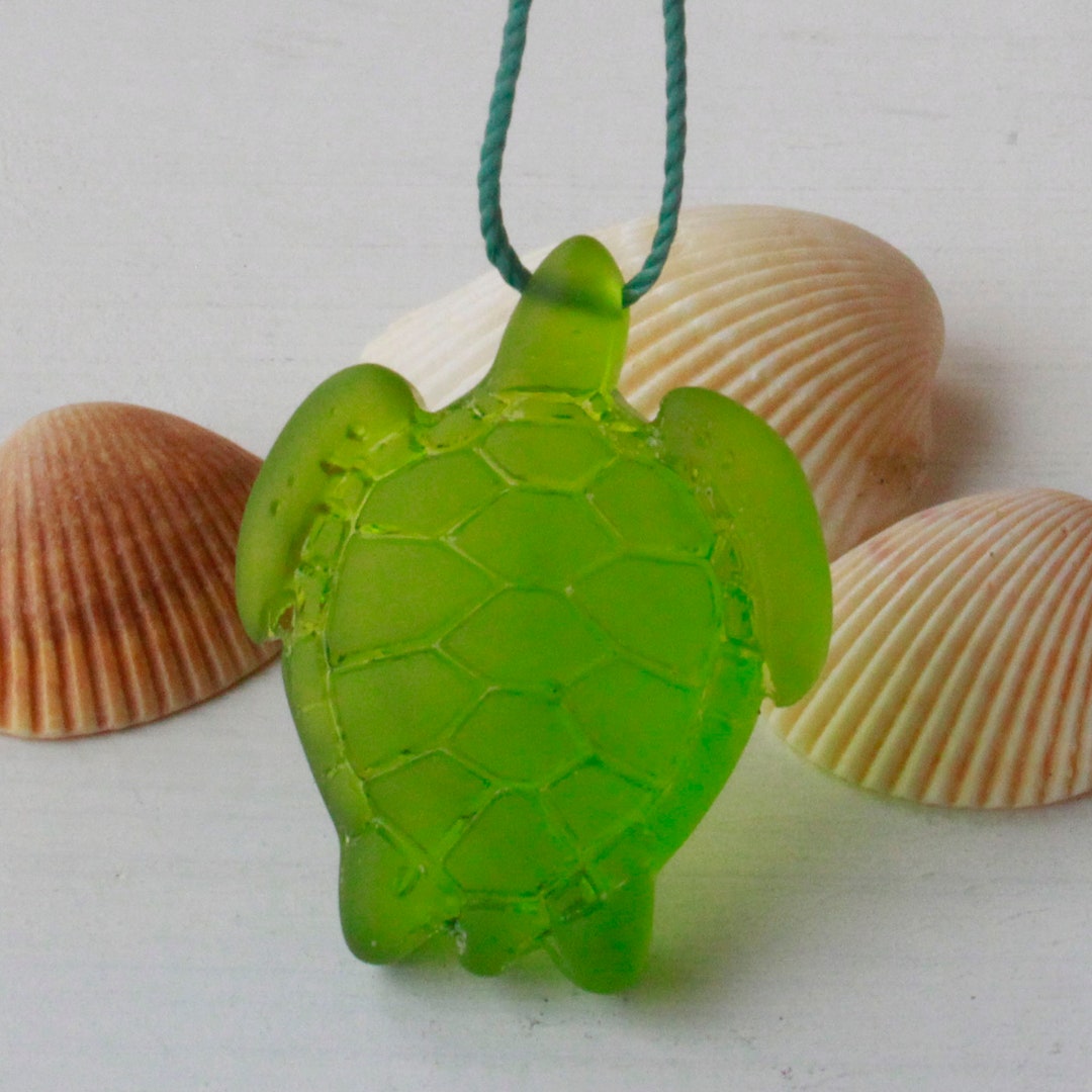 35mm Cultured Sea Glass Large Turtle Pendant Beads for Jewelry Making ...