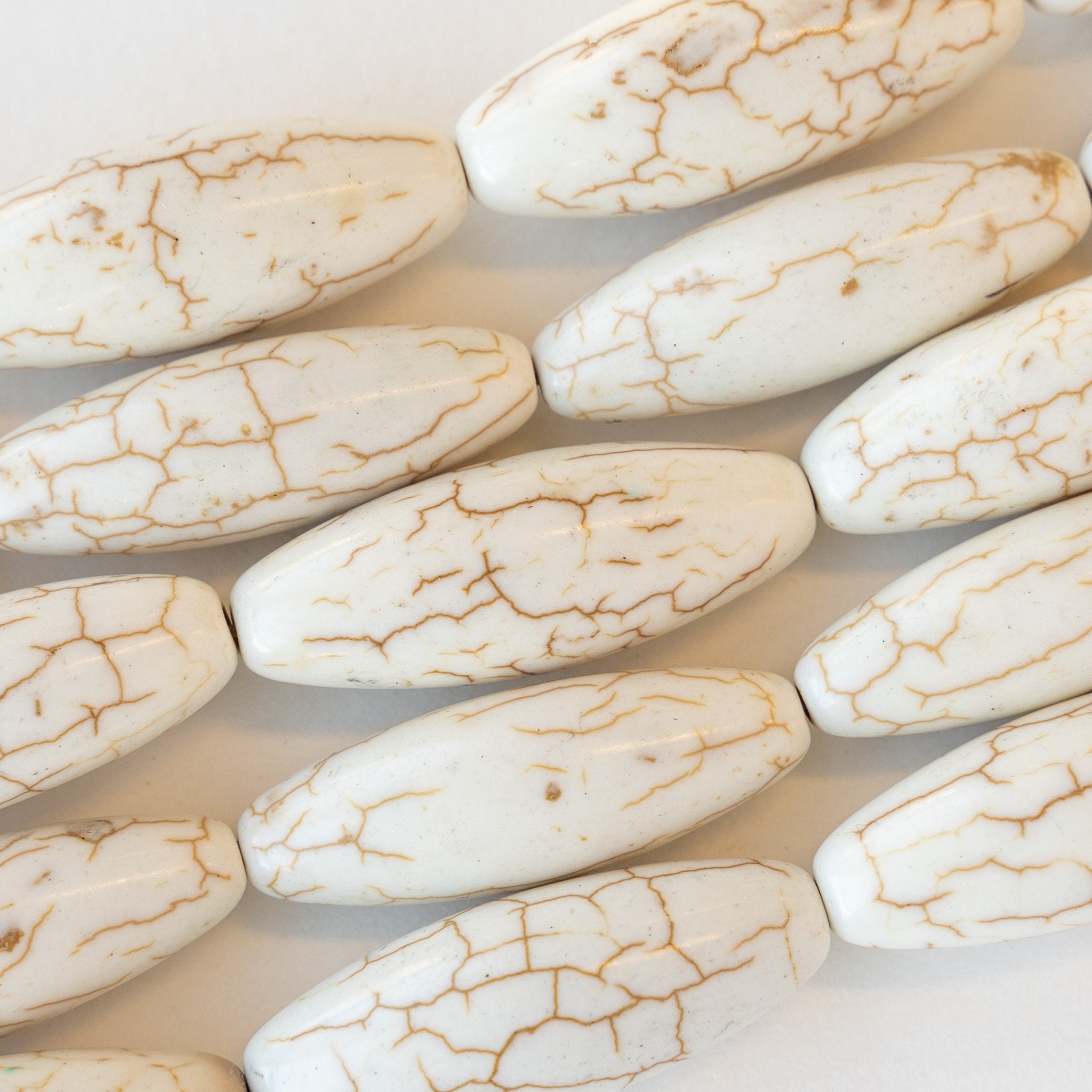 30mm Tapered Tube Beads - Howlite Tube Beads - Jewelry Making Supplies ...