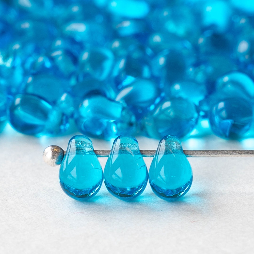 100 4x6mm Glass Teardrop Beads Czech Glass Beads Mermaids Tears Fringe ...