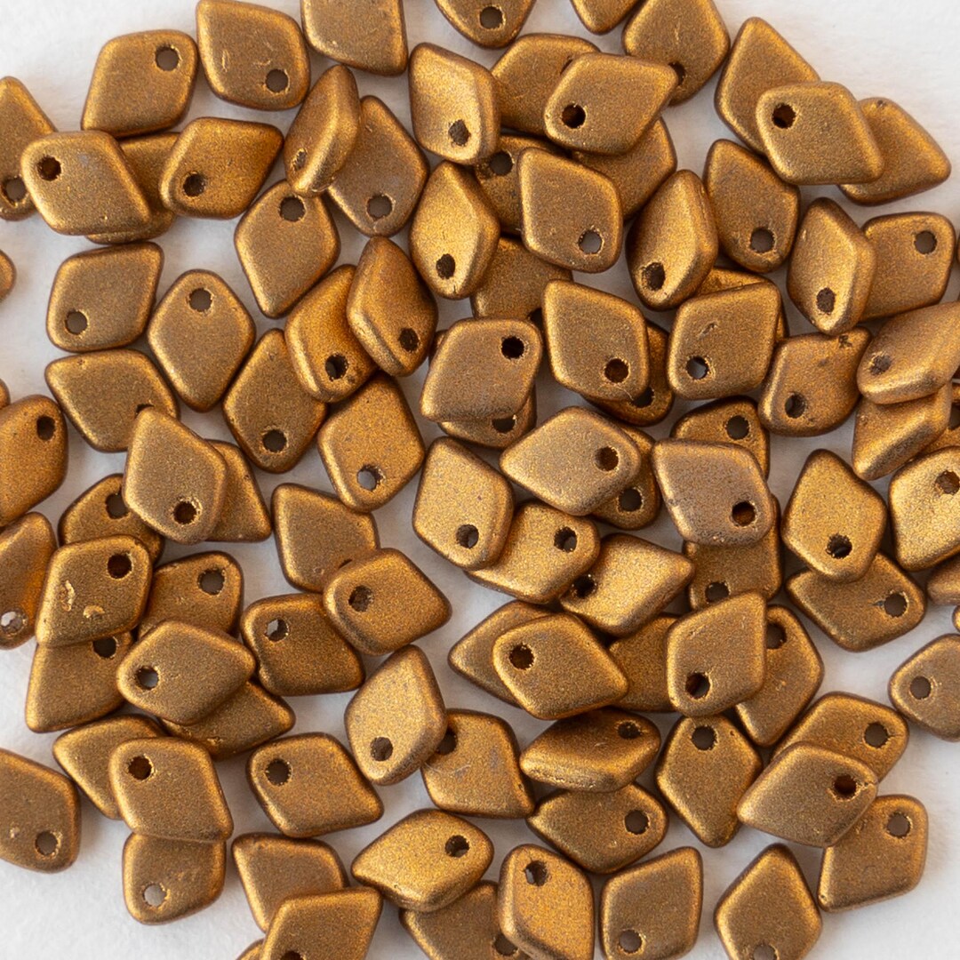 5mm Glass Dragon Scale Beads - Czech Glass Beads - Metallic Brass - 5 ...