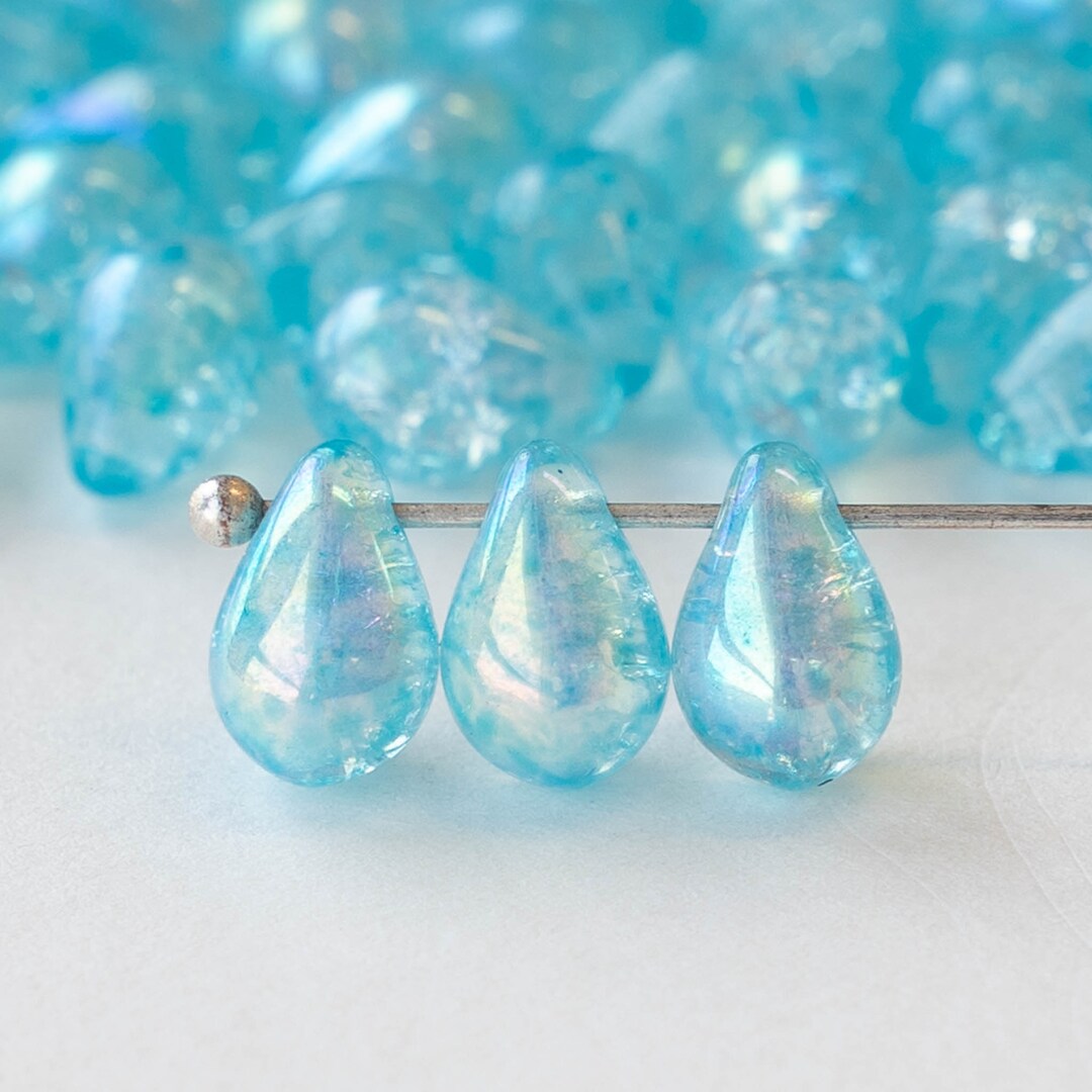 50 - 6x9mm Smooth Glass Teardrop Beads - Czech Glass Tear Drop - Smooth ...