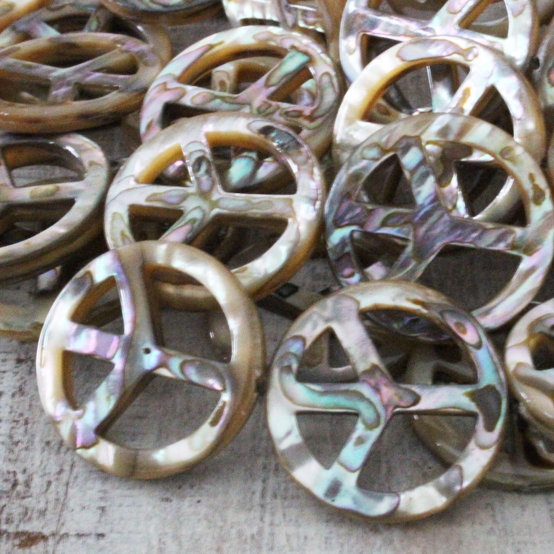 Abalone Peace Sign Coin - 20mm - 2 or 8 Beads - Etsy
