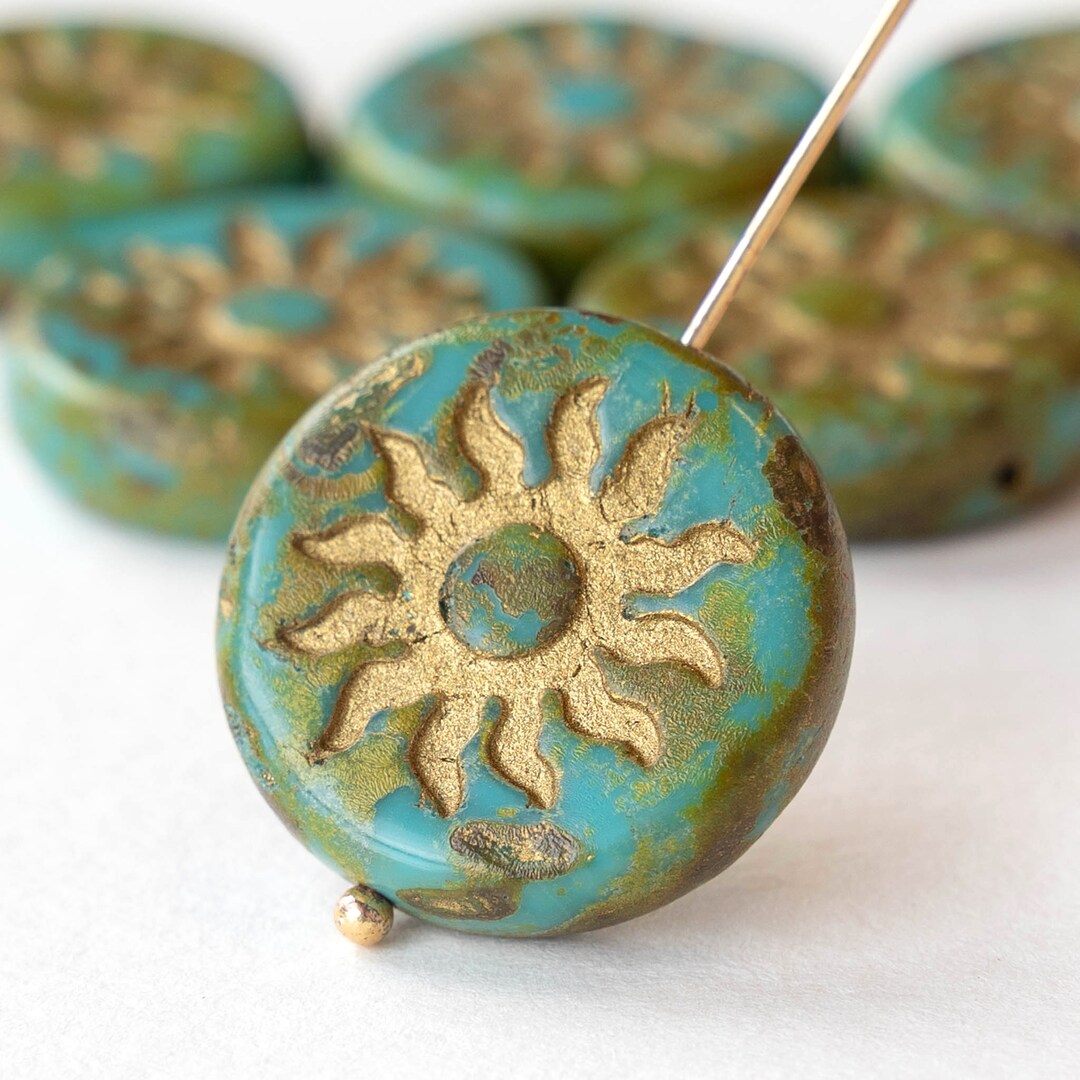 Czech Glass Sun Coin Beads for Jewelry Making - Czech Beads - Czech ...