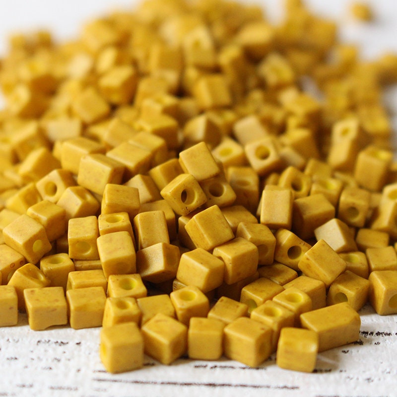 4mm Miyuki Cube Beads for Jewelry Making Opaque Mustard | Etsy